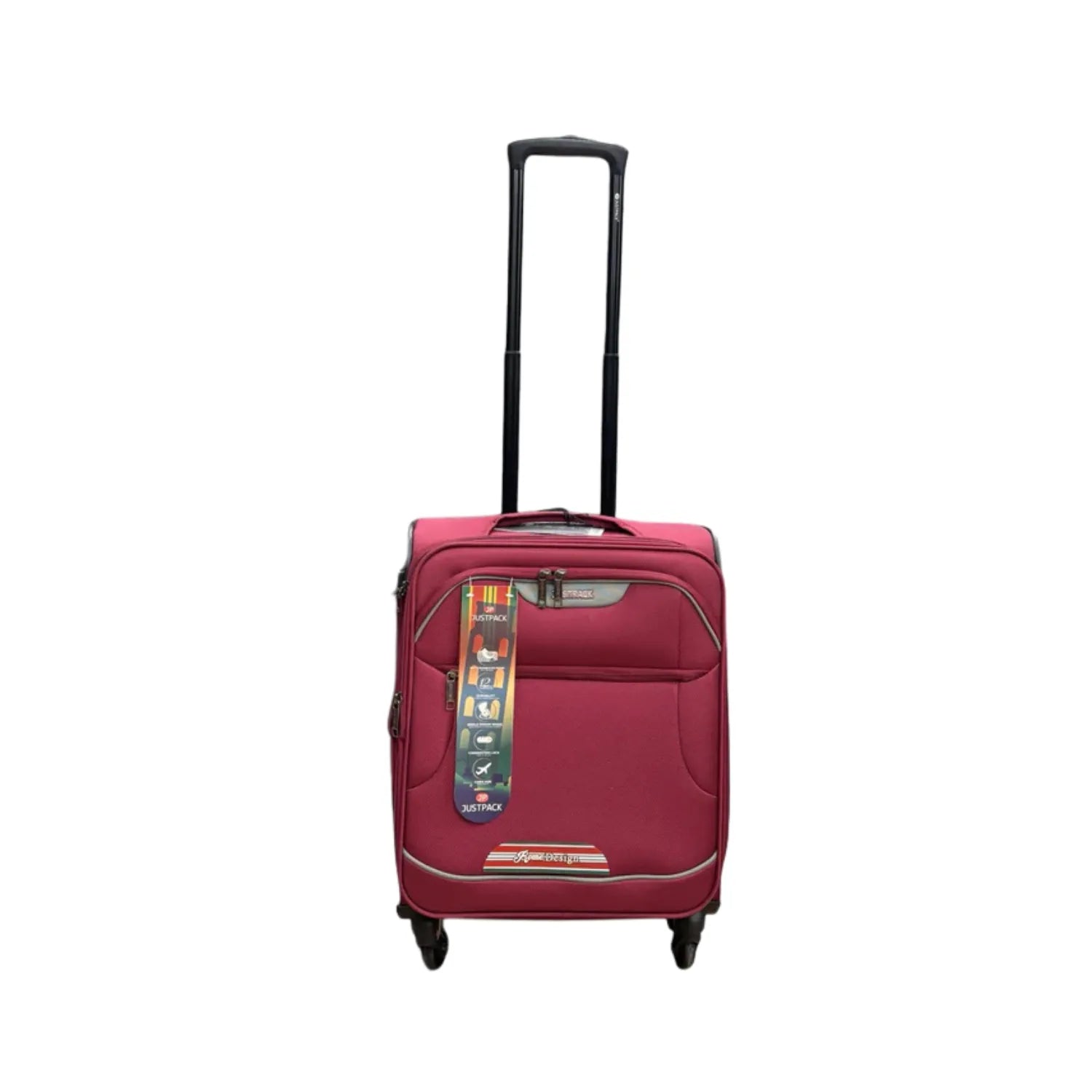 Justpack Lightweight luggage 4 Wheels Spinner Soft suitcase Red